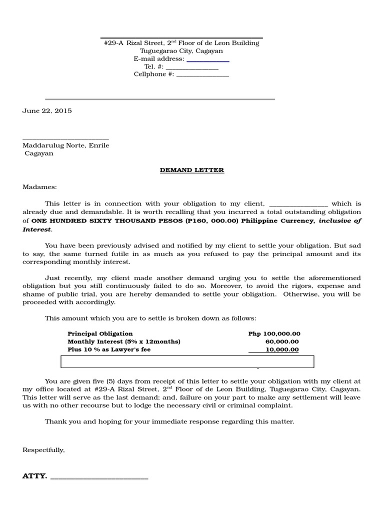 Demand Letter - Sample | PDF | Law