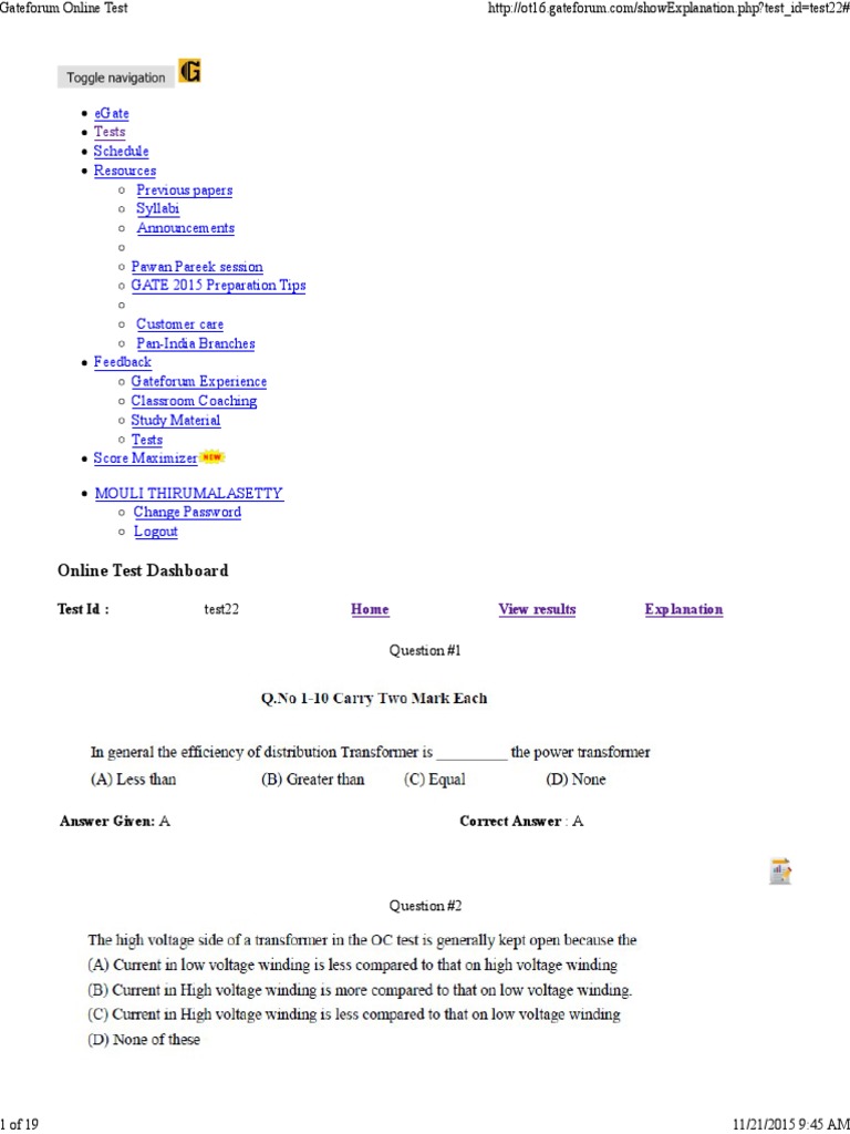 Gateforum Online Test Results Analysis | PDF | Behavior Modification ...
