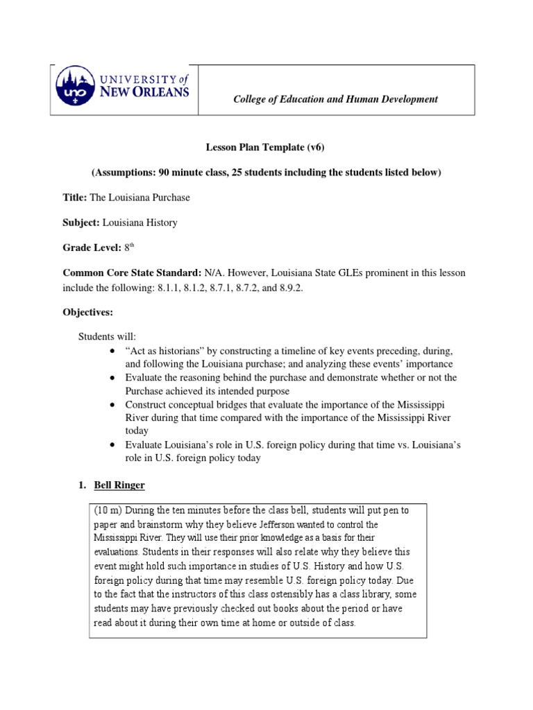 Louisiana Purchase Lesson Plan | PDF | Intellectual Giftedness ...