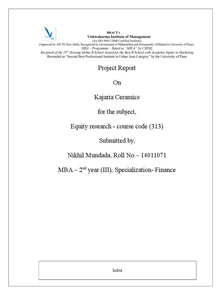 Kajaria Ceramics Final Project Done | PDF | Technical Analysis | Moving ...