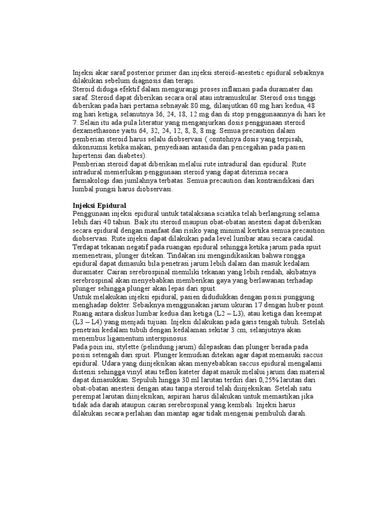 Panduan Injeksi Epidural dan Steroid | PDF