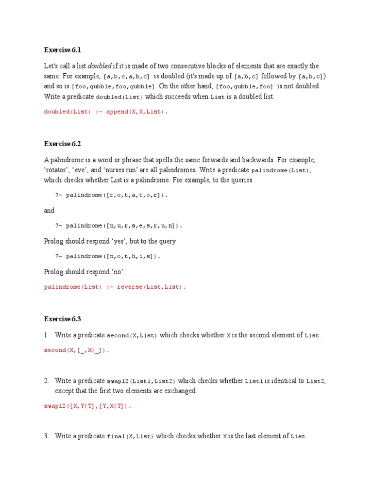 Prolog, 2015, Exercitii | PDF | Logic | Areas Of Computer Science