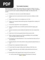 Test Anxiety Questionnaire | PDF | Test (Assessment) | Anxiety