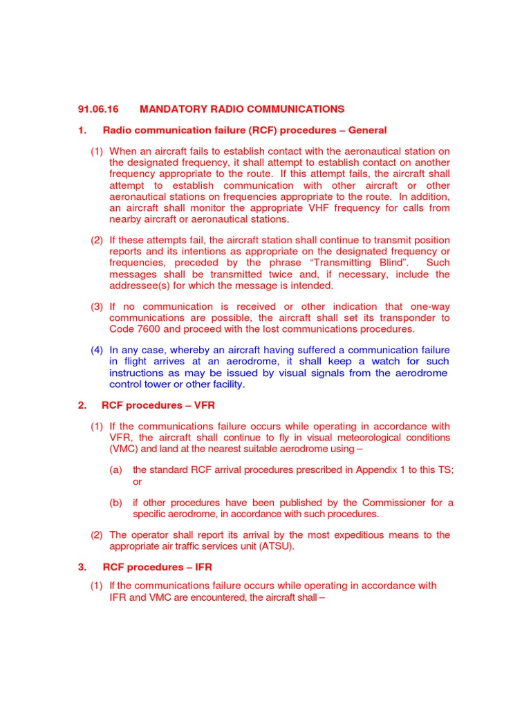 Radio Communication Failure Procedures | PDF | Instrument Flight Rules ...