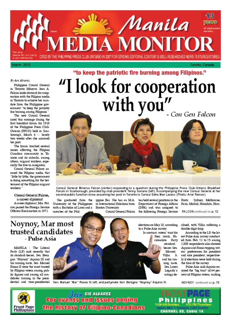 Manila Media Monitor - MARCH 2010 | PDF | Benigno Aquino Iii | Taxes