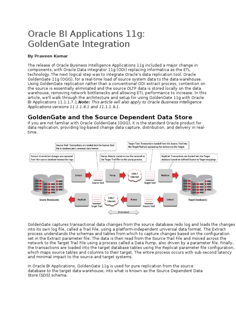 Oracle BI Applications 11g GoldenGate Integration | Download Free PDF | Oracle Database | Sql