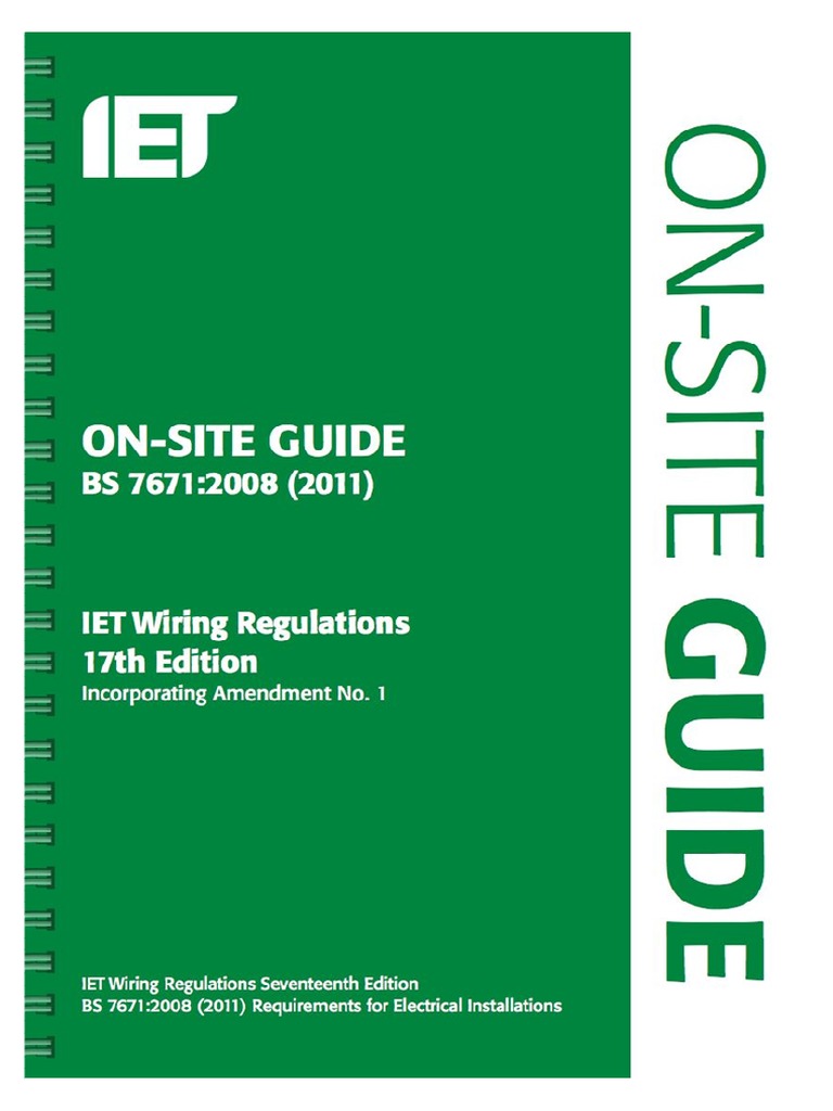 BS 7671 On Site Guide Green 1 7th Edition by IET | PDF | Codes Of ...
