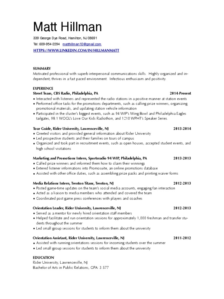 Matt Hillmans Resume | PDF