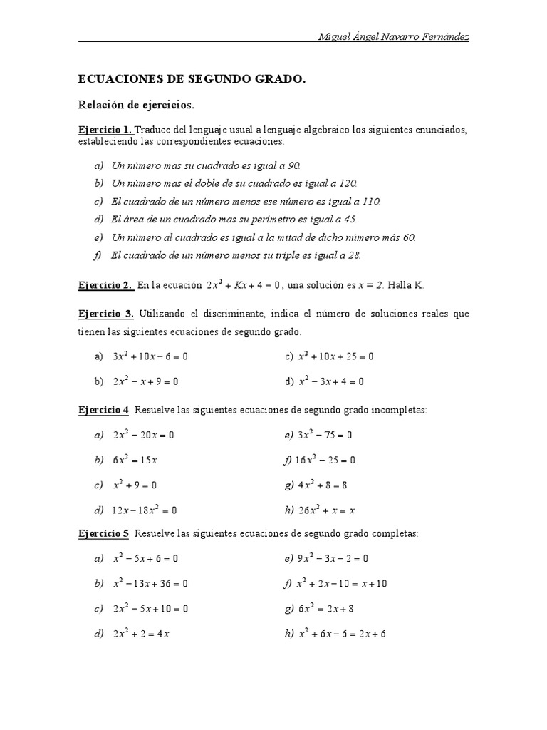 Ec Segundo Grado | PDF | Geometría | Matemática Elemental