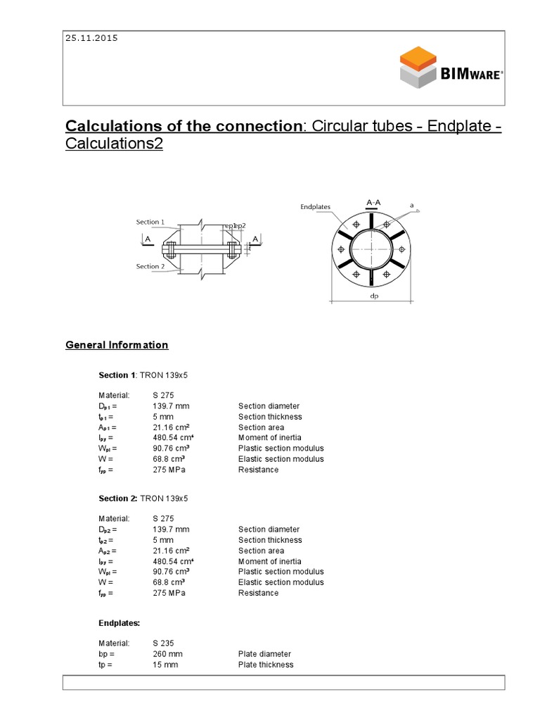 Circular Tube End Plate Calculation | Download Free PDF | Screw | Bending