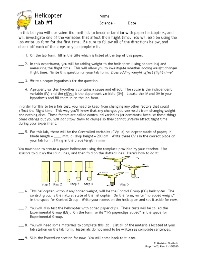 Helicopter Lab 1 | PDF | Helicopter | Experiment