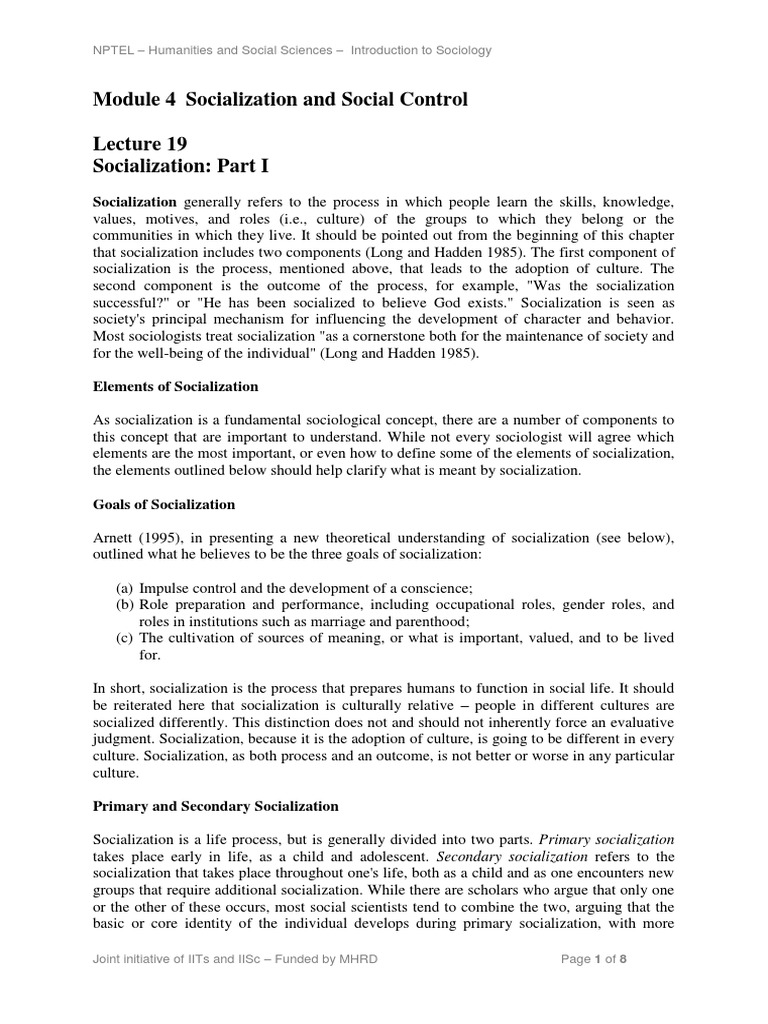 Socialization | PDF | Socialization | Sociology