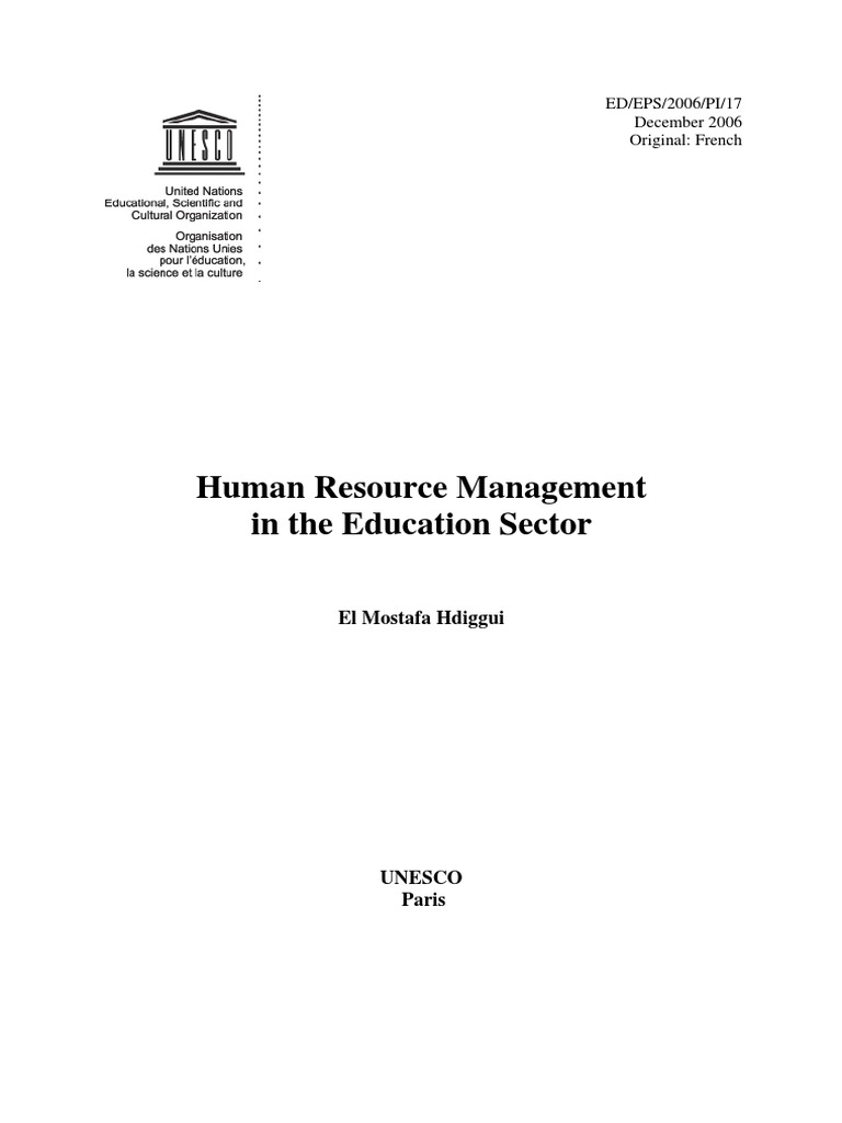 Human Resources Management in Education Sector | PDF | International ...