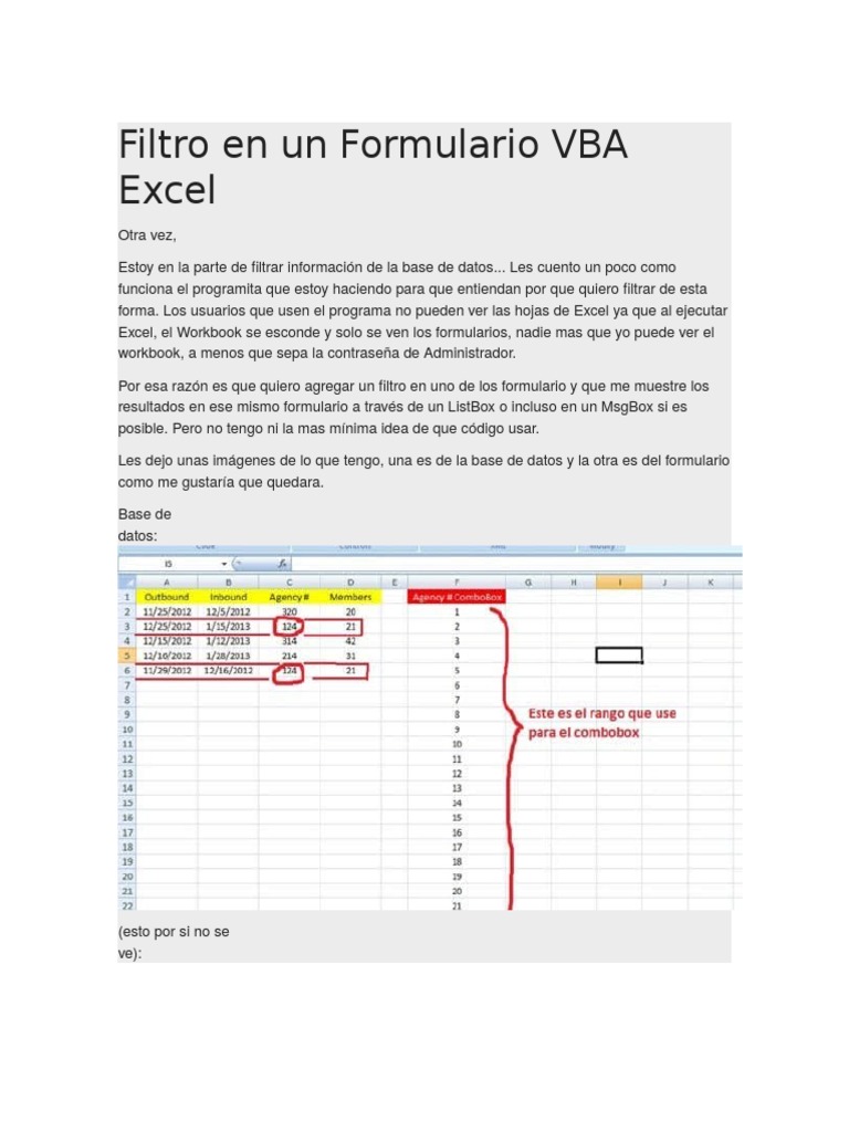 Filtro VBA en Formulario Excel | PDF | Microsoft Excel | Bases de datos