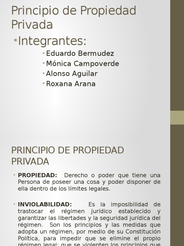 Principio de Propiedad Privada | Dominio eminente | Propiedad