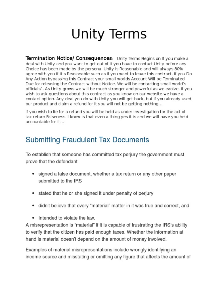 Unity Contract Terms and Consequences | PDF | Fair Labor Standards Act ...