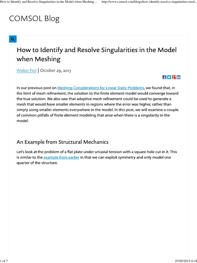 How To Identify and Resolve Singularities in The Model When Meshing ...