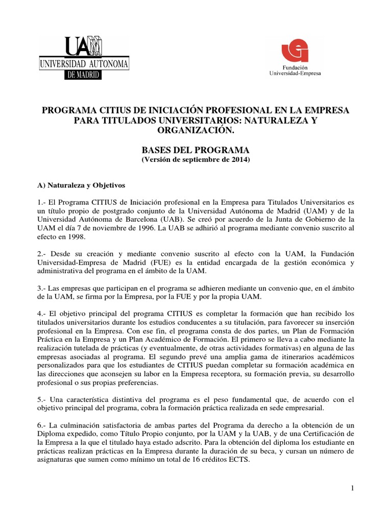 Detalles del programa CITIUS de prácticas profesionales para titulados ...