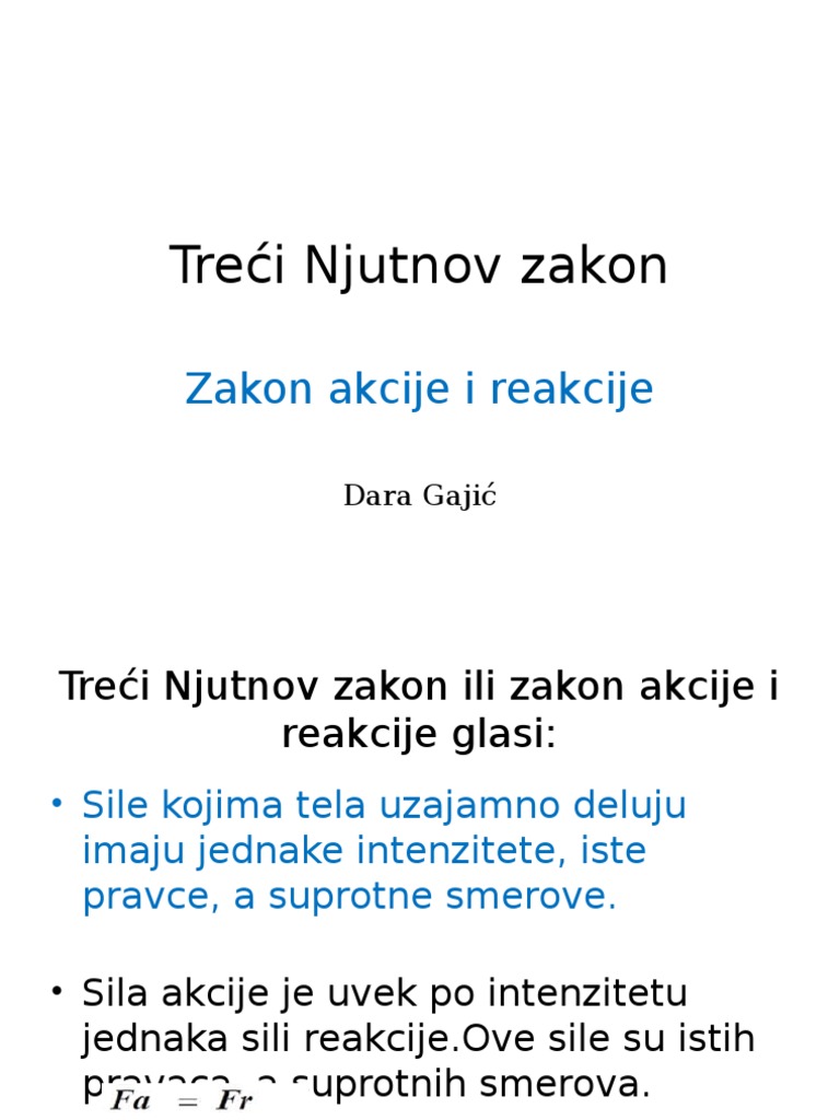 Treci Njutnov Zakon - Prezentacija | PDF