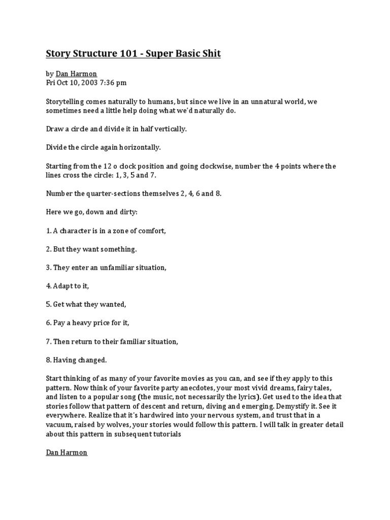 Dan Harmon Story Structure 101 | PDF | Unconscious Mind