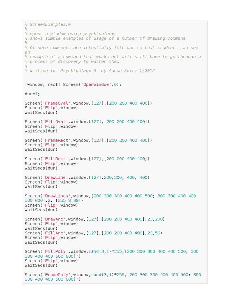 Matlab Psychtoolbox Examples Pdf Digital Technology Computer 