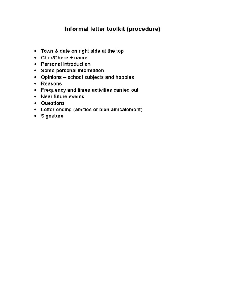 Informal Letter Structure Guide | PDF