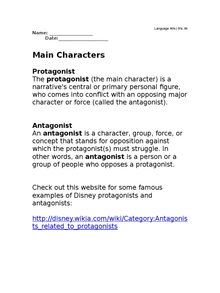 Protagonist and Antagonist Explained | PDF | General Fiction