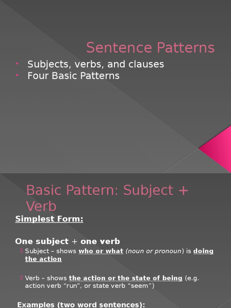 Sentence Patterns | PDF | Subject (Grammar) | Object (Grammar)