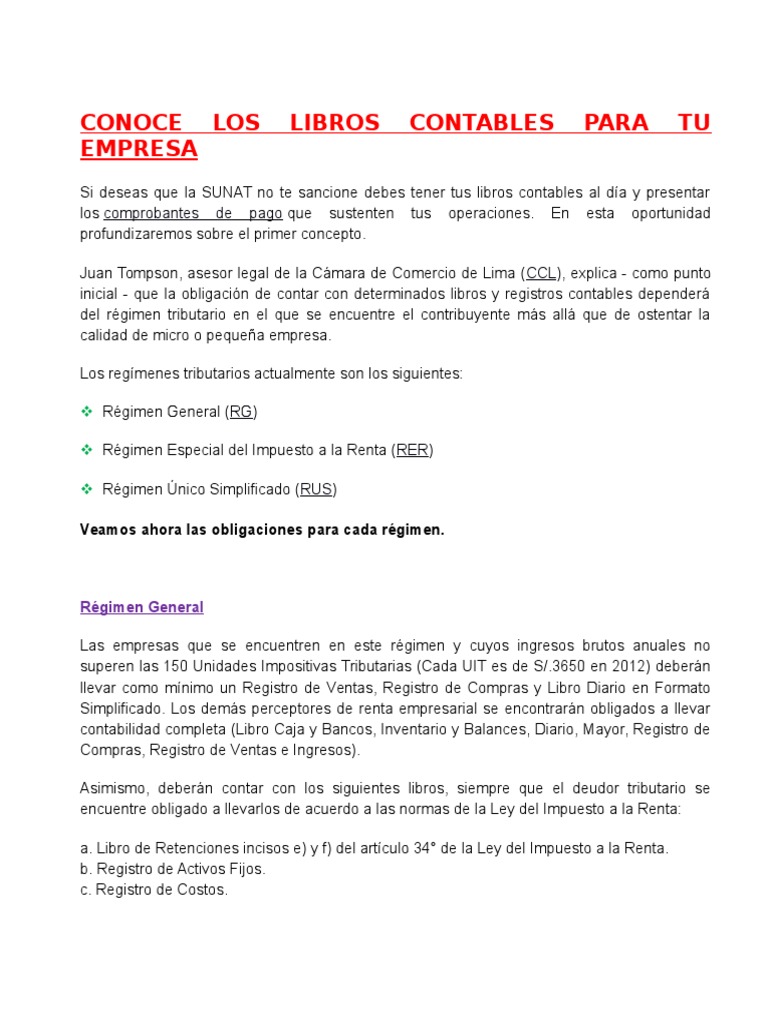 Libros Contables Mas Utilizados | PDF | Contabilidad | Impuesto sobre ...