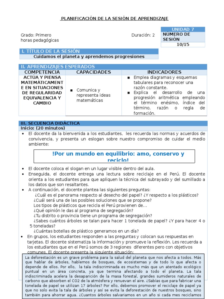 Mat1 U7 Sesión 10 | PDF | El plastico | Residuos