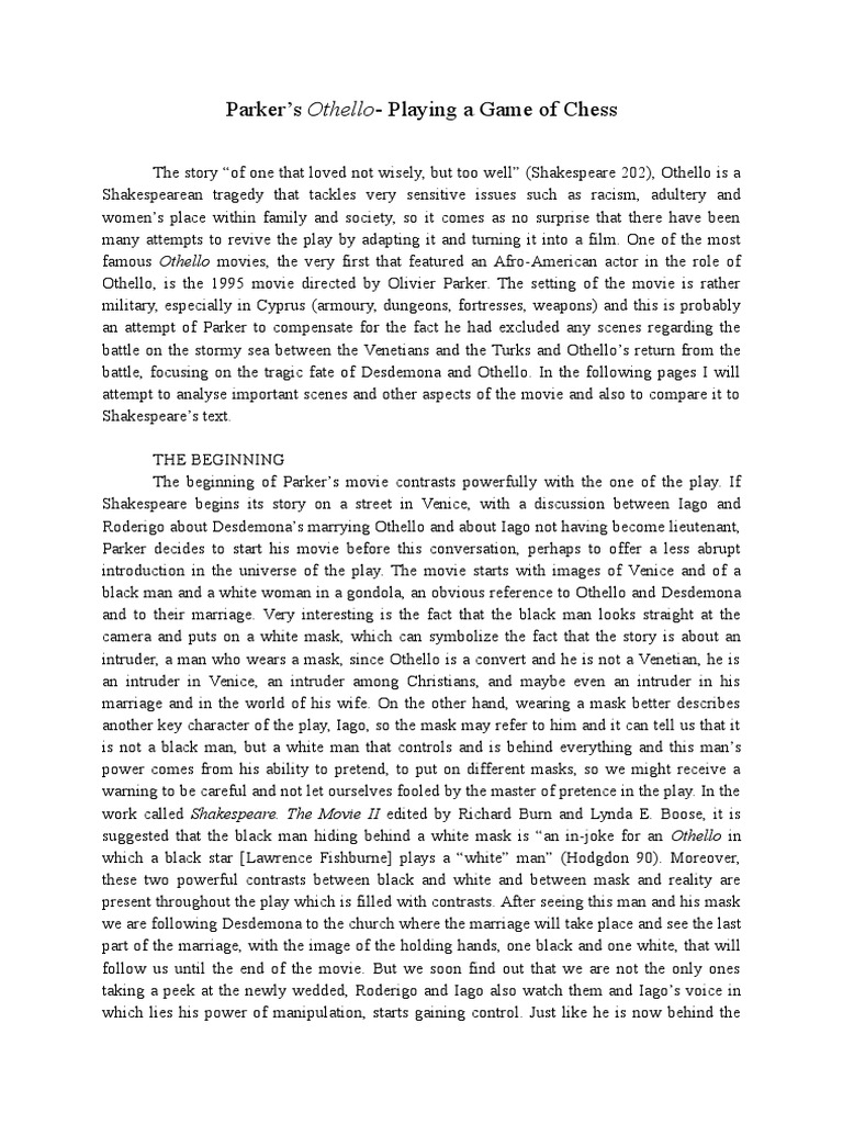 Othello - Playing A Game of Chess | PDF | Othello | Iago