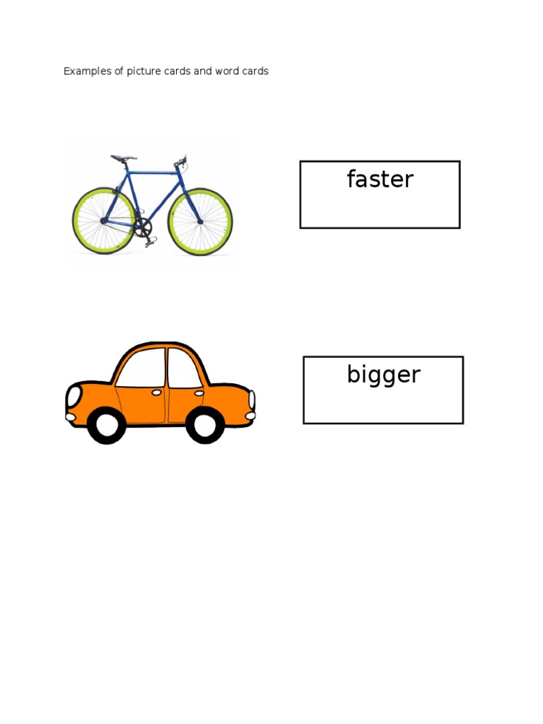 Examples of Picture Cards and Word Cards | PDF