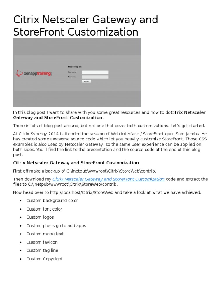 Citrix Netscaler Gateway And Storefront Customization Pdf Citrix