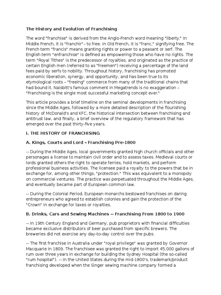 The History and Evolution of Franchising | PDF | Franchising | Serfdom