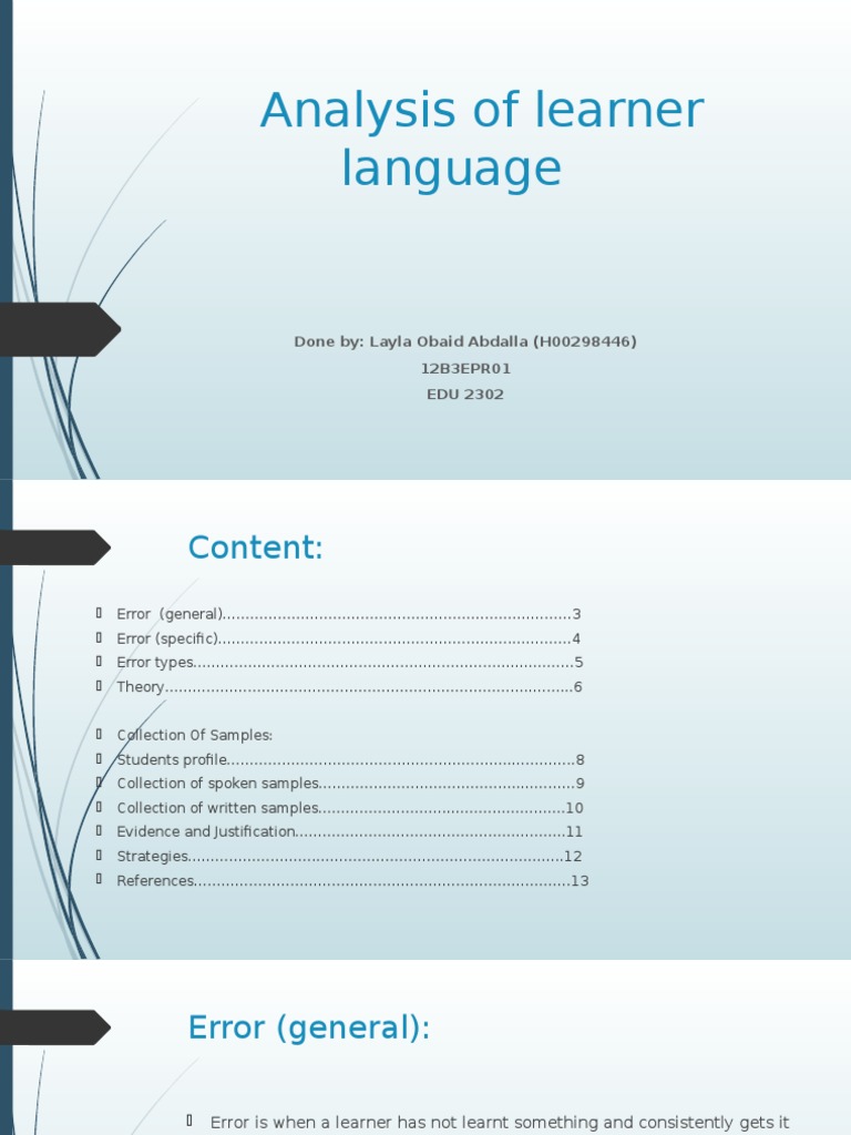 Learner Language Error Analysis Report | PDF | Epistemology | Cognitive ...
