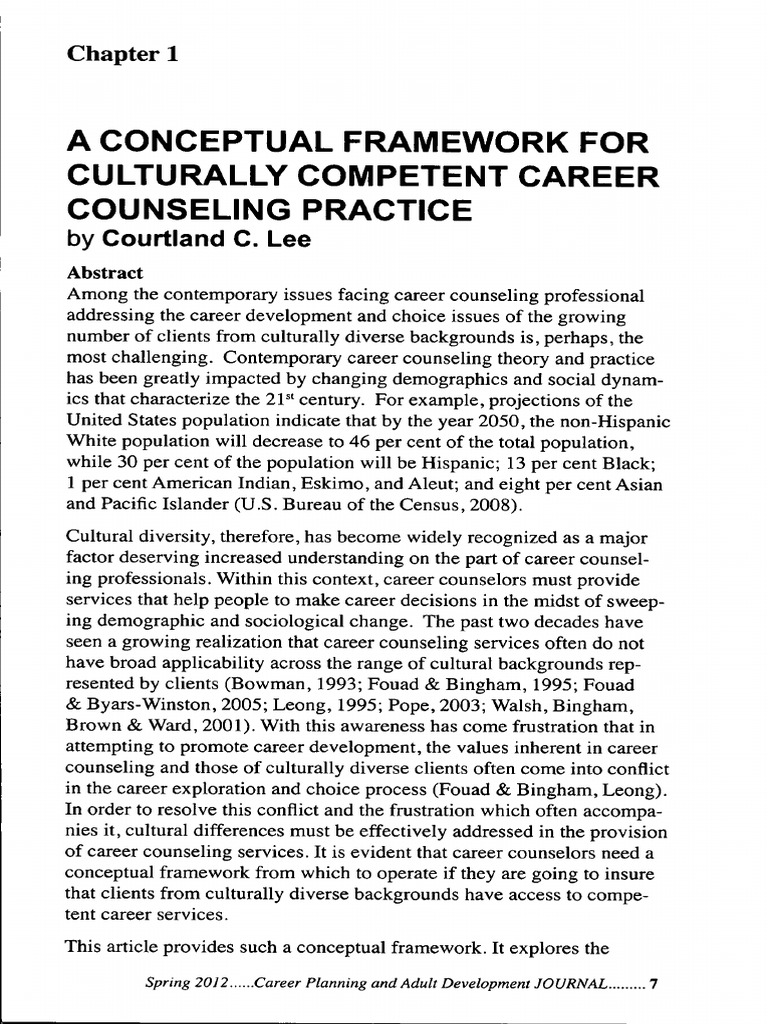 A Conceptual Framework For Culturally Competent Career Counseling ...