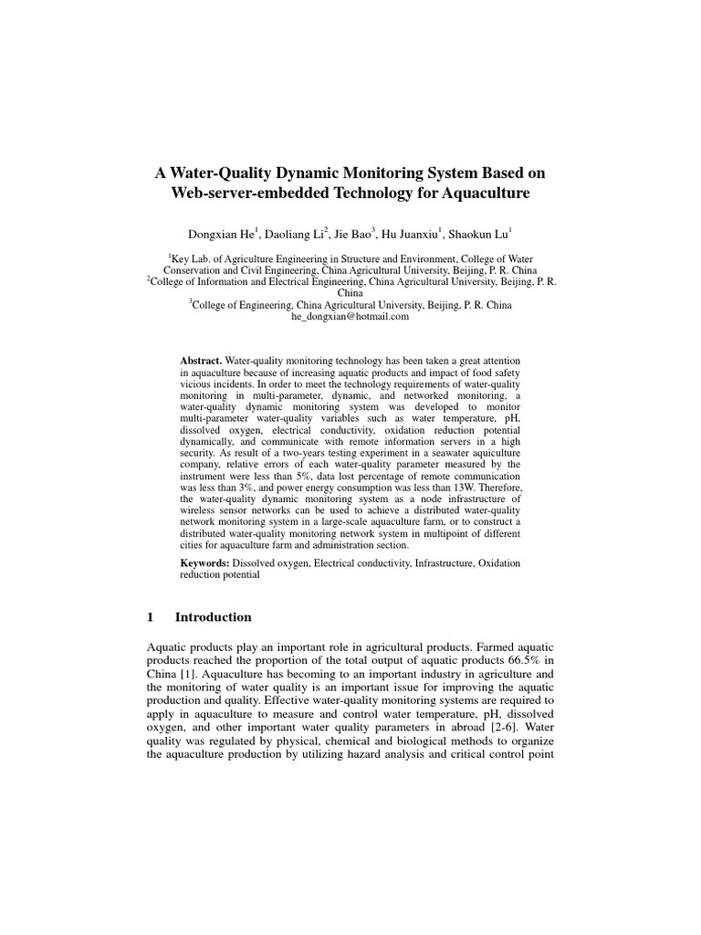 A Water-Quality Dynamic Monitoring System Based On Web-Server-Embedded ...