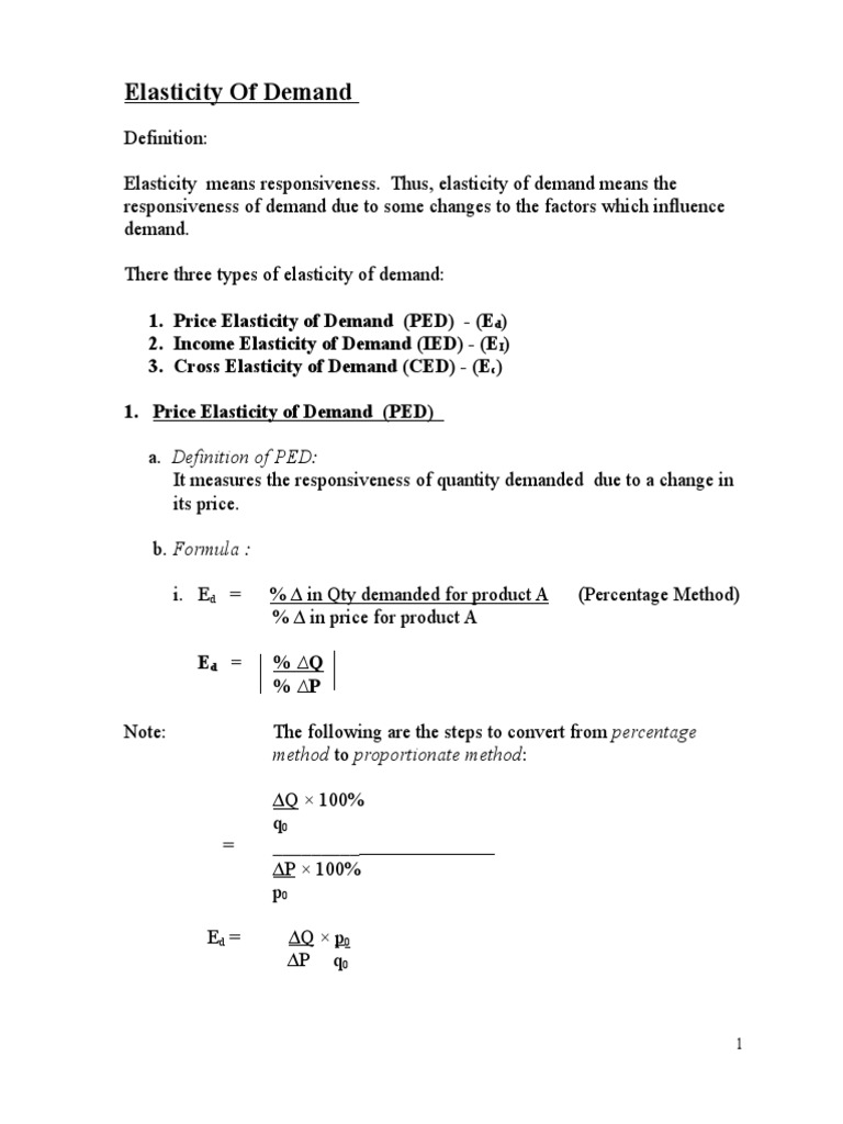 Elasticity of Demand Notes | Download Free PDF | Price Elasticity Of ...