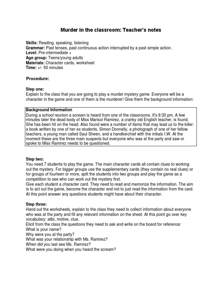 Murder in The Classroom | PDF