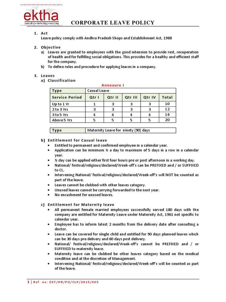 Employee Leave Policy | PDF | Overtime | Human Resource Management
