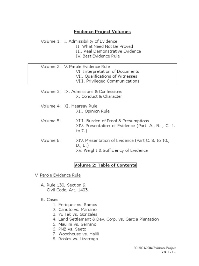 Evidence Project Volume2 | PDF | Parol Evidence Rule | Lease