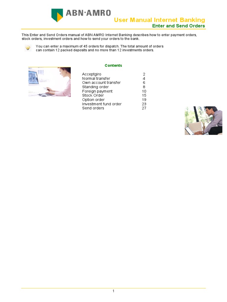 User Manual Internet Banking: Enter and Send Orders | PDF