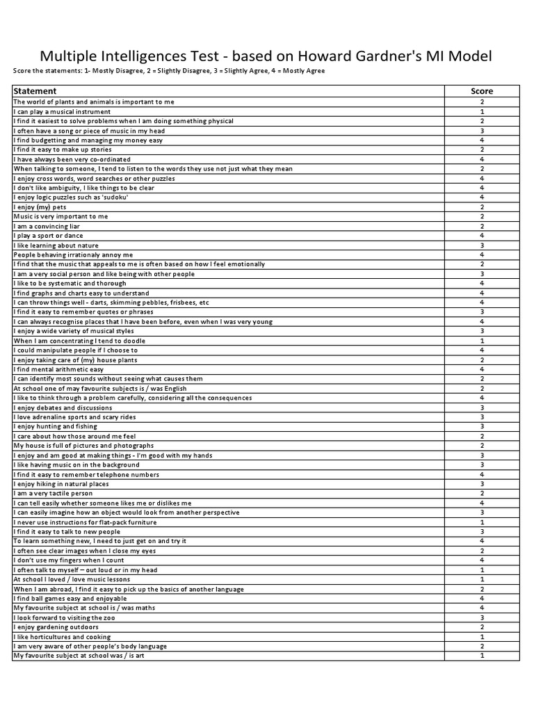 MI Test Ats | PDF | Intelligence | Cognition