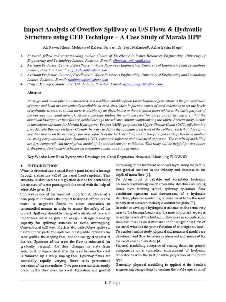 Impact Analysis of Overflow Spillway - A Case Study of Marala ...