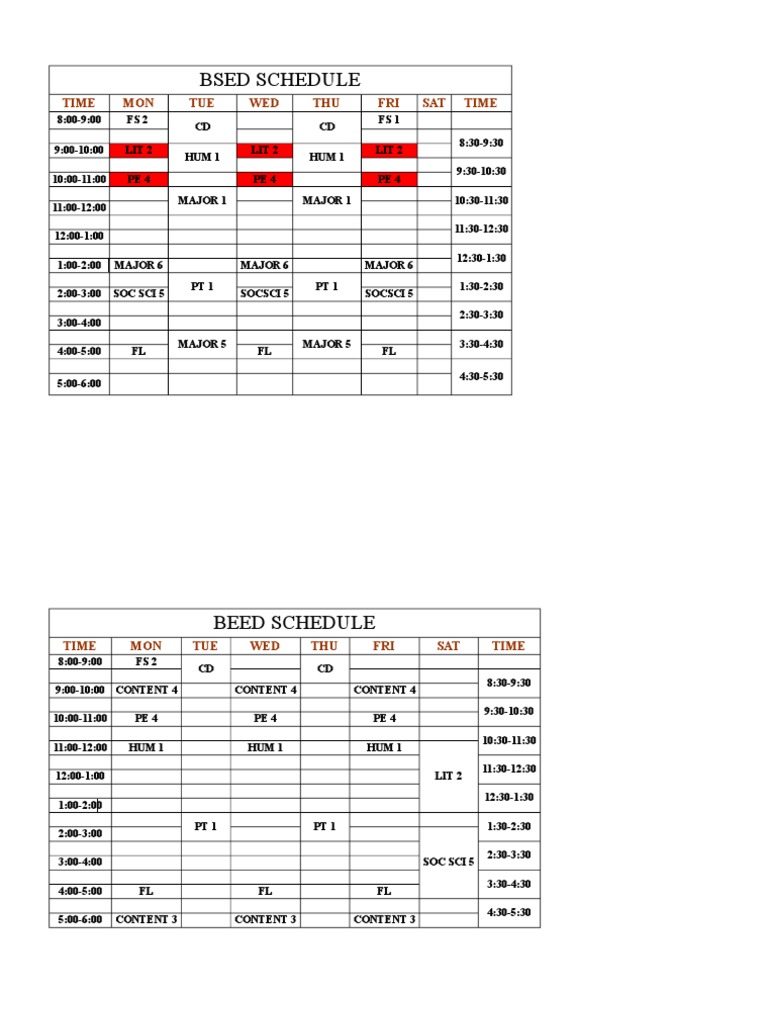 Sample Schedule Outline - Dotx | PDF | Sports & Recreation | Art