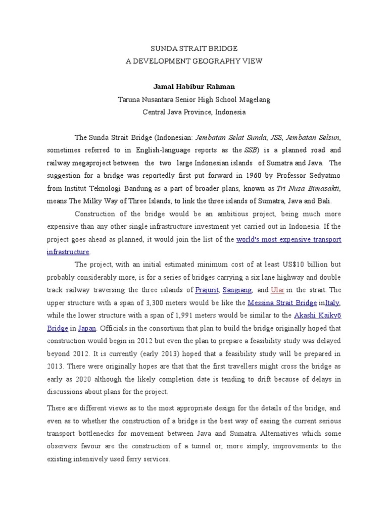 Sunda Strait Bridge | PDF | Transport | Disaster And Accident