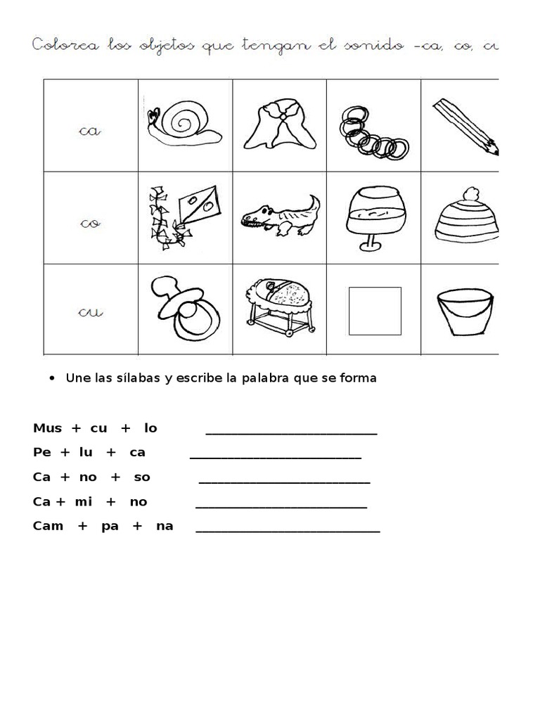 Actividades educativas con c y q | PDF