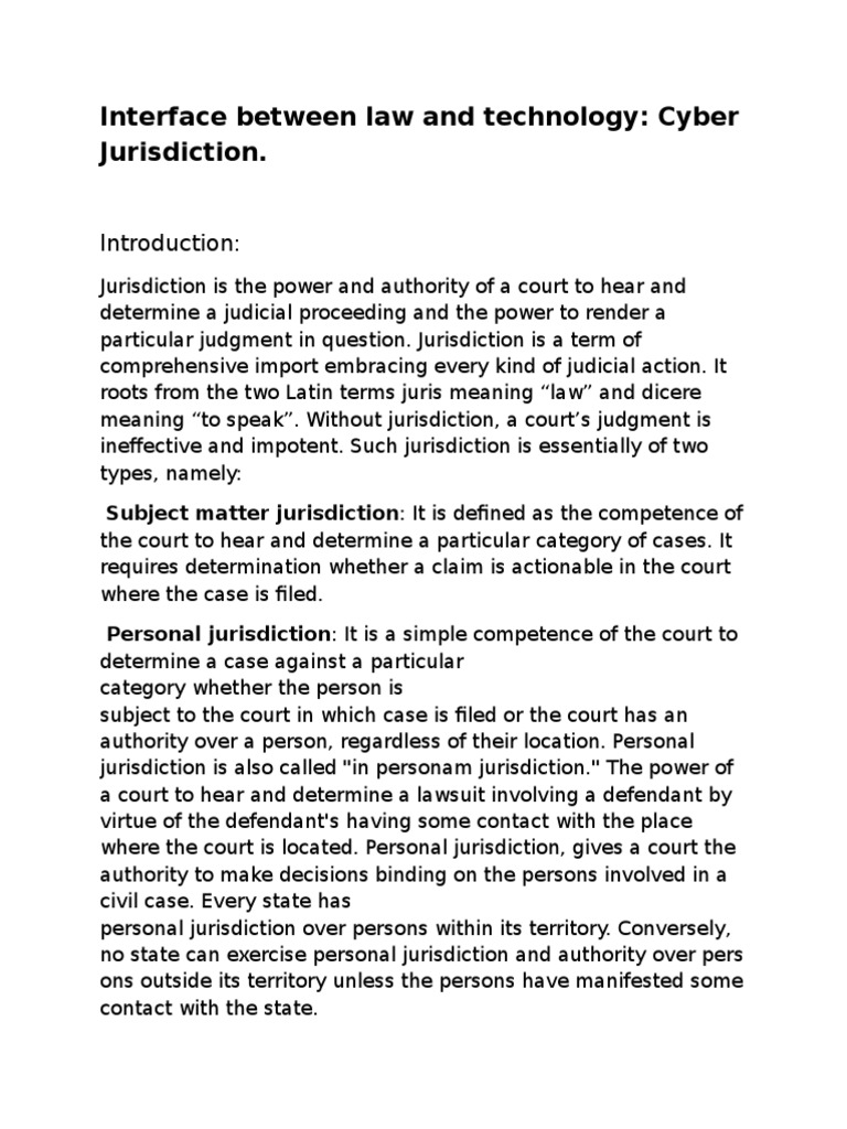 Navigating Jurisdictional Challenges in Cyberspace: Analyzing ...