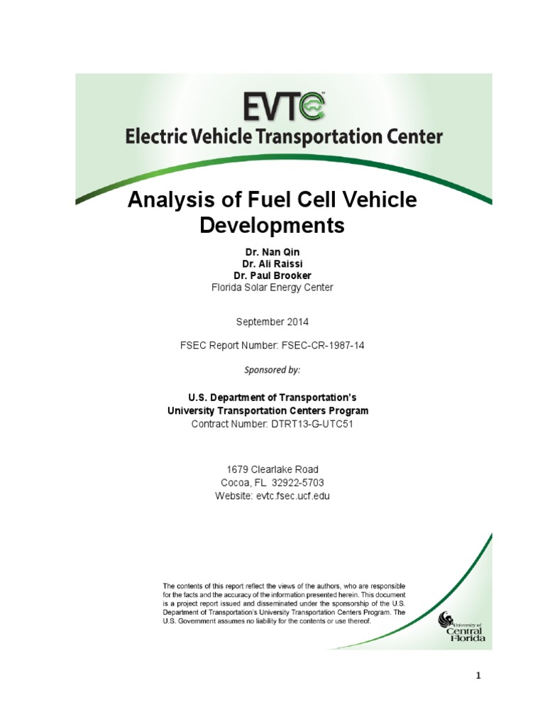 Analysis of Fuel Cell Vehicle Developments: Dr. Nan Qin Dr. Ali Raissi ...