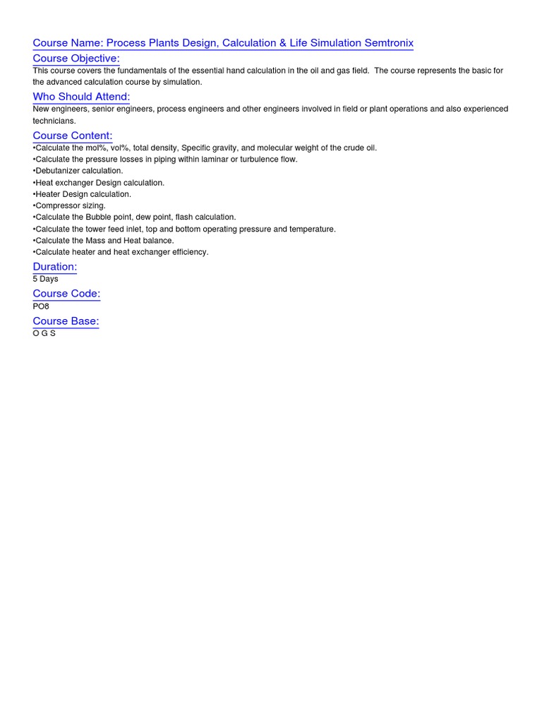 Process Plants Design, Calculation | PDF